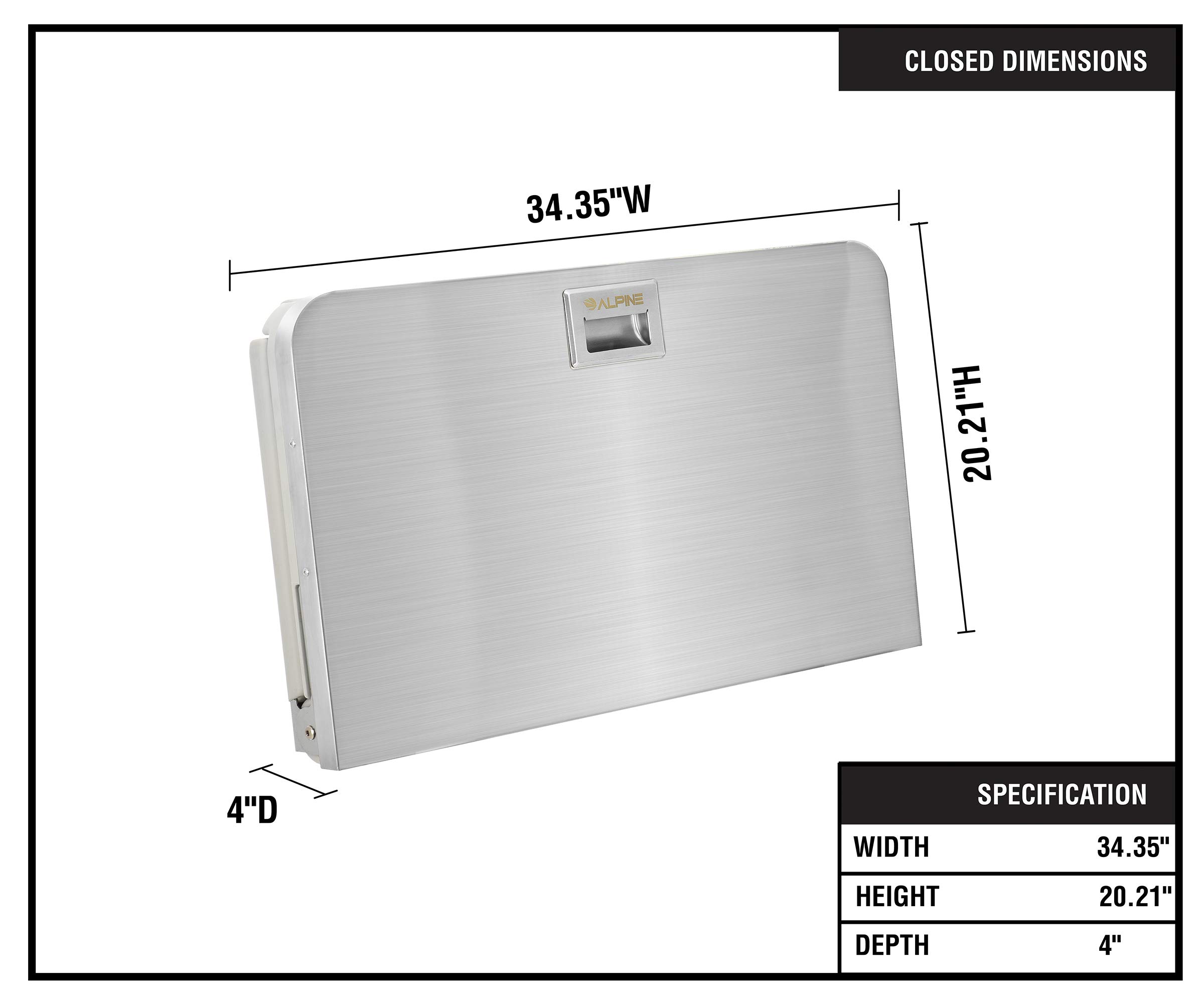 Alpine Industries Wall Mounted Baby Changing Station - Horizontal Fold Down Diaper Changing Table with Safety Strap - Ideal for Commercial Bathrooms