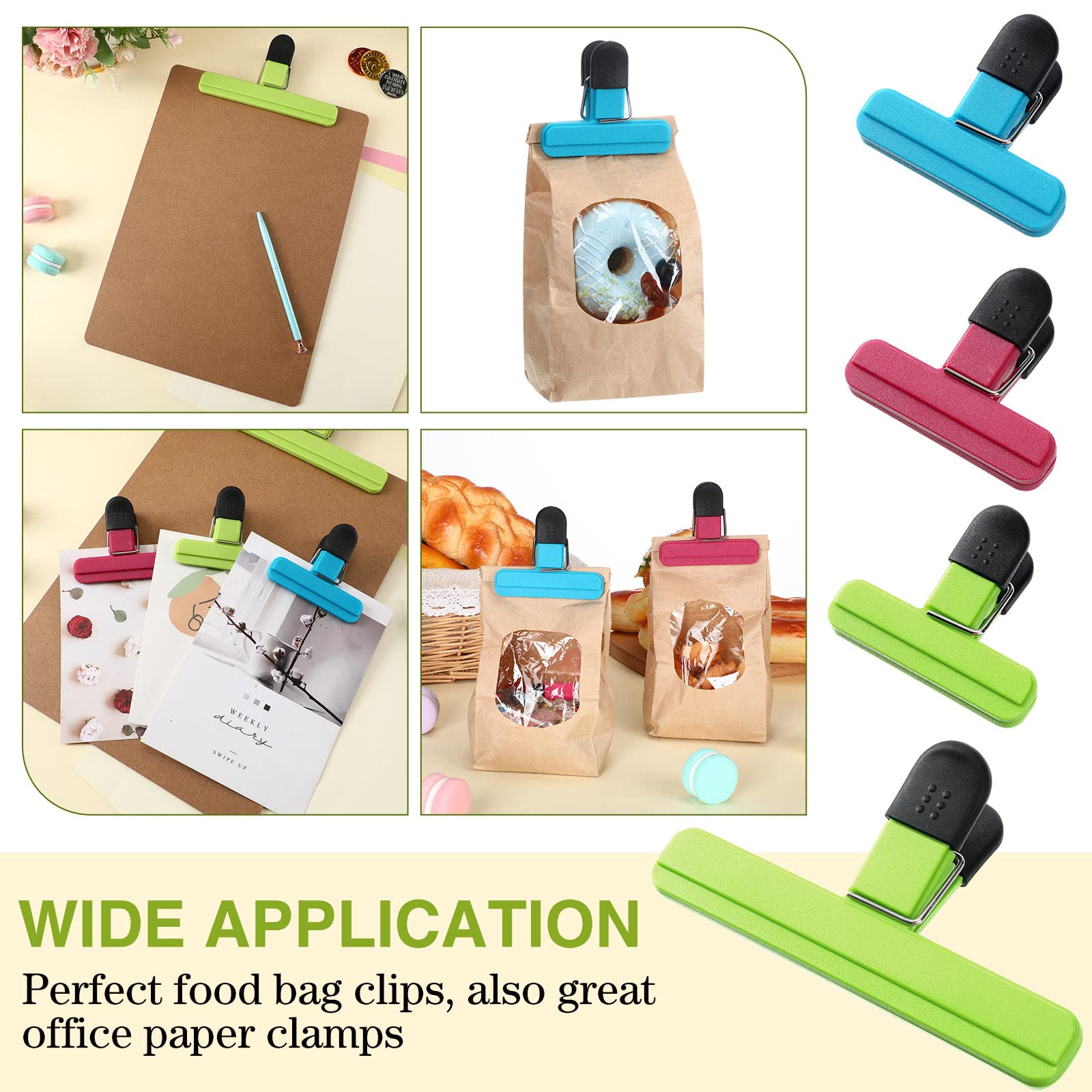 36 Pcs Large Chip Bag Clips bulk 12 Large and 24 Small Size Plastic Food Bag Clips Reusable Kitchen Clips Air Tight Food Clips Heavy Duty Seal Grip for Snack Vegetables Fruit Storage Container