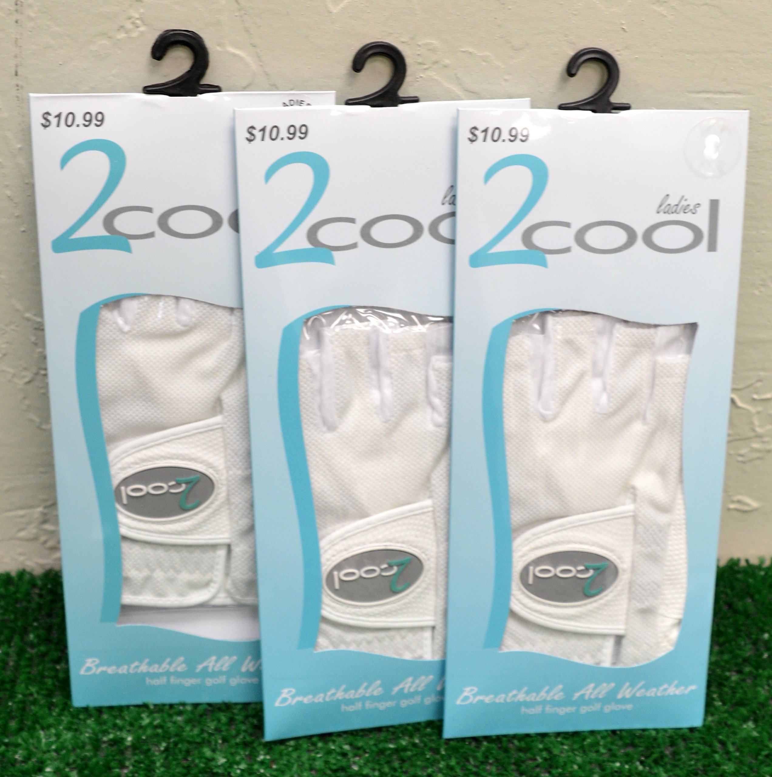 2 cool 3 Ladies Breathable Half Finger Golf Gloves - Ladies Right Hand Small