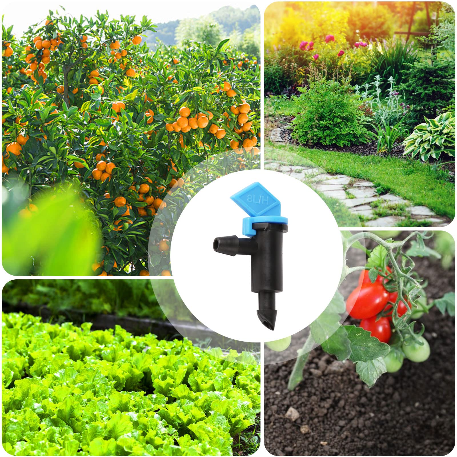 200Pcs 2 GPH Flag Drip Irrigation Emitters, 8L/H Garden Flag Irrigation Dripper Inline Water Drippers Emitter Sprinkler Drippers System Parts Connect 4mm/7mm Hose for Trees Shrubs Lawn Vegetables