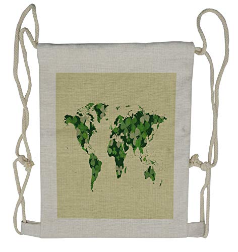 Ambesonne Map Drawstring Backpack, Saint Patrick Day, Sackpack Bag