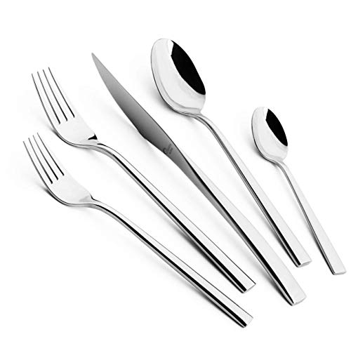 Divitis Home Sirius Silverware Set 20 Piece, 18/10 Stainless Steel Set for 4 (Dinner Spoons, Dinner Forks, Salad Forks, Dinner Knives, Teaspoons), Flatware Set, Cutlery Set, Forks and Spoons Set