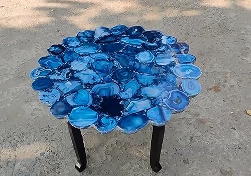 54 x 54 Inches Round Marble Dining Table Top Agate Gemstone Resin Art Conference Table for Office Decor