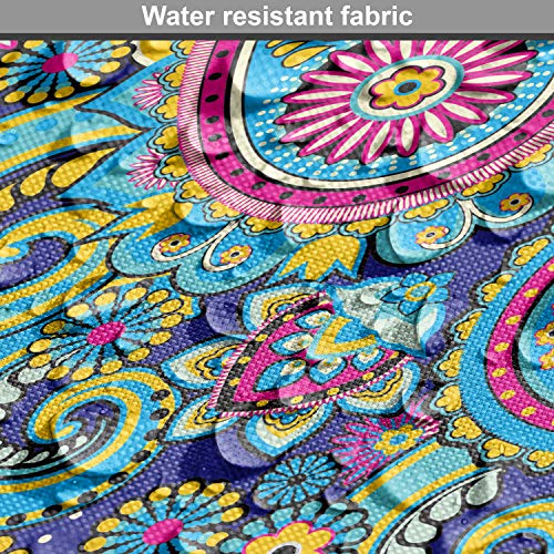 Ambesonne Paisley Fabric by The Yard, Ornate Traditional Teardrop Elements Details in Bohemian Design Print, Decorative Fabric for Upholstery and Home Accents, 2 Yards, Pink Blue