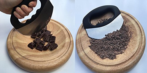 Checkered Chef Mezzaluna Knife - Rocker Knife, Mincing Knife, and Mezzaluna Chopper w/Single Blade and Cover/Sheath - Vegetable Cutter & Salad Chopper