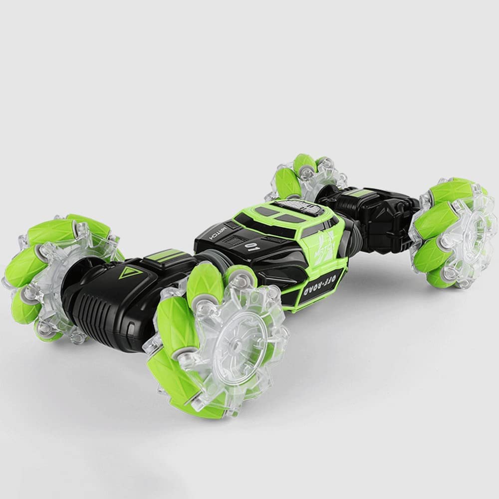 2.4GHz Remote Control Car 4WD RC Stunt Car Deformable All-Terrain Off Road Car, 360 Degree Flips Double Sided Rotating Race Car with Gesture Sensor Watch Lights Music for Kids (Red) A78