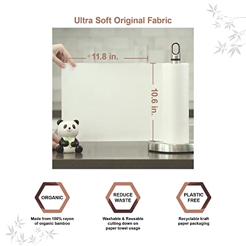 ANJIA® Reusable Bamboo Towels (2-Roll Set), 70 Sheets, A Wash Bag Included - Great as Regular Paper Towels, Microfiber Cleaning Cloth, Swedish Dishcloths and Cleaning Rags - Eco Friendly Products