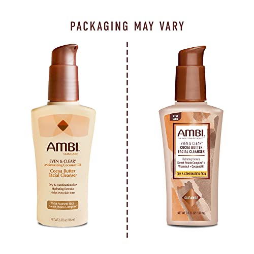Ambi Even & Clear Cocoa Butter Facial Cleanser With Nutrient-Rich Sweet Potato Complex | Hydrating Formula | Helps Even Skin Tone | 3.5 Ounce