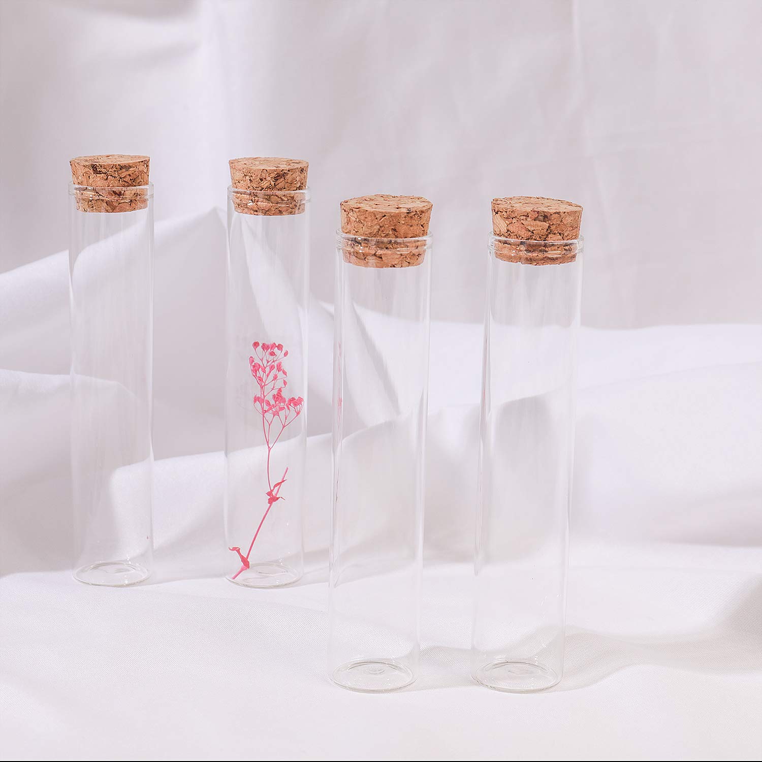 JODIO Glass Test Tubes,18PCS 55ml Clear Flat Test Tubes with Corks Stopper,for Scientific Experiments, Party Decorations, Candy Storage,as Bath Salt Containers(25x120mm)