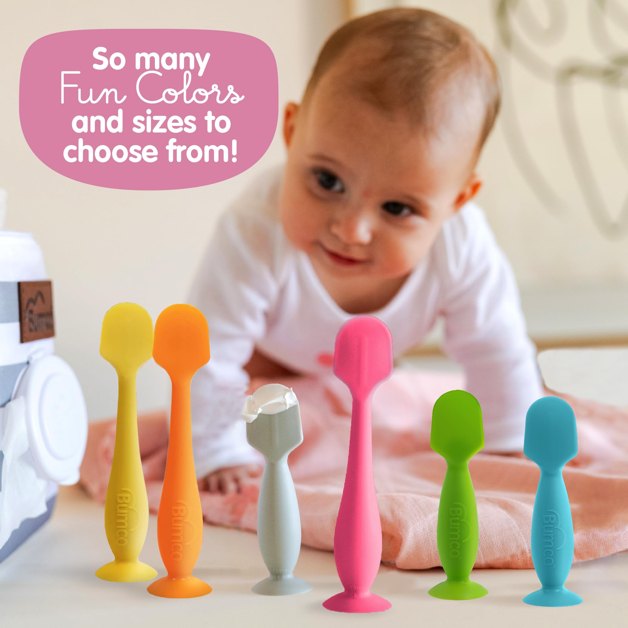 Bumco Baby Bum Brush + Mini Diaper Cream Spatula with Case - BPA-Free Butt Spatula Baby, Soft Diaper Spatula, Baby Diaper Cream Applicator, Mom-Invented Diaper Bag Essentials, Butt Spatula