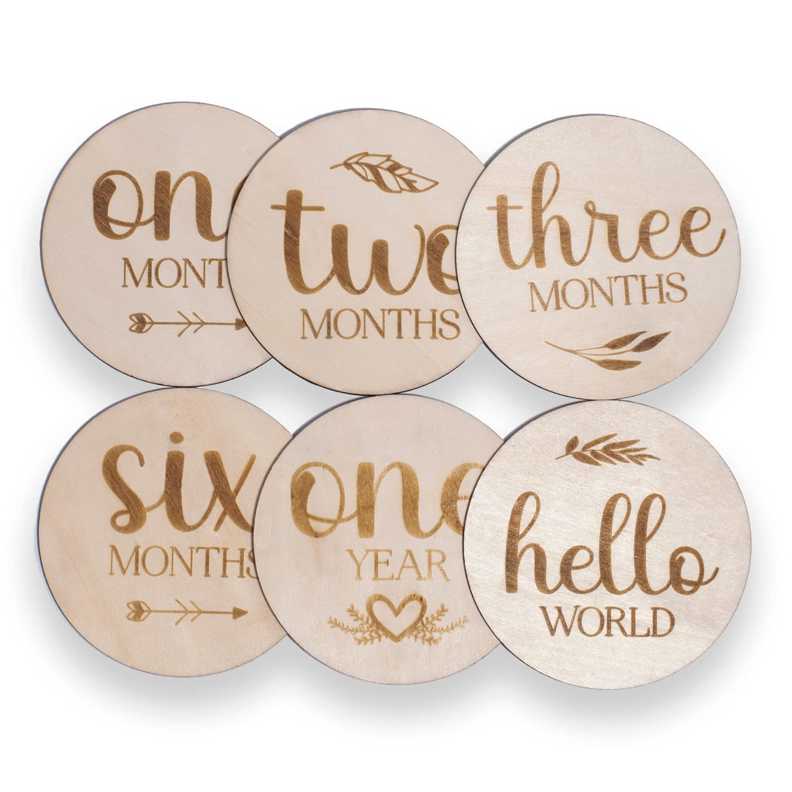 First Landings Birch Milestone Cards - Birch Milestone Markers for Baby's First Year - Light Brown