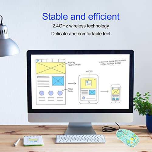 2.4GHz Wireless Mouse Cute Computer Mouse, Silent Cordless USB Mouse Wireless Optical Computer Mouse, 1500DPI, Automatically Sleep, for PC Laptop Notebook Kids Girl Gift