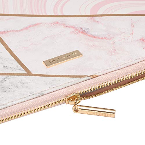 Comfyable Tablet Sleeve Compatible for iPad Pro 12.9 inch M2 2022 M1 2021 2020 & Smart/Magic Keyboard with Pencil Holder - PU Leather Bag Waterproof Slim Protective Cover Case - Geometric Marble