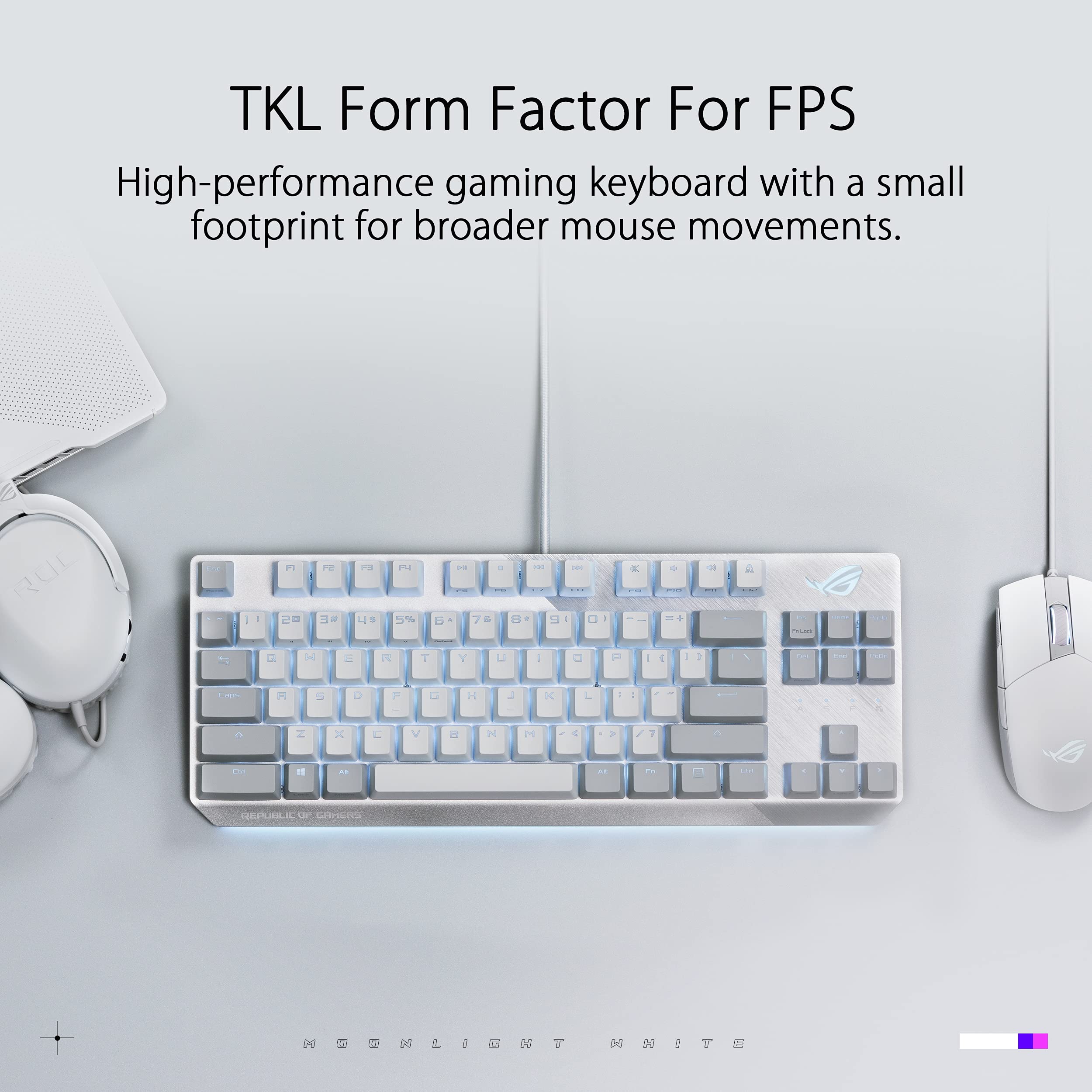 ASUS ROG Strix Scope NX TKL Moonlight White Wired Mechanical RGB Gaming Keyboard | ROG NX Brown Tactile Switches, Aluminum Frame, Aura Sync Lighting, Tenkeyless Design, Quick Toggle Media Keys