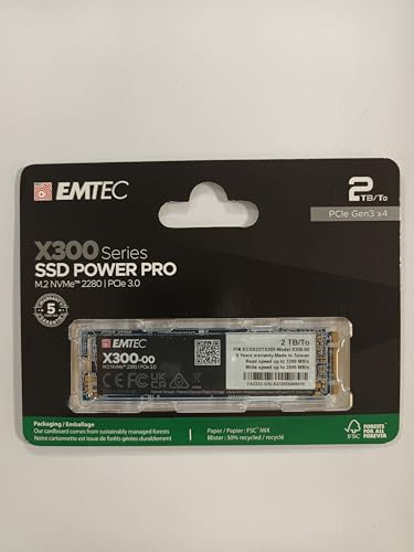 Emtec X300 Power Pro 2TB M.2 2280 PCIe Gen 3.0 x4 Internal Solid State Drive (SSD) - ECSSD2TX300