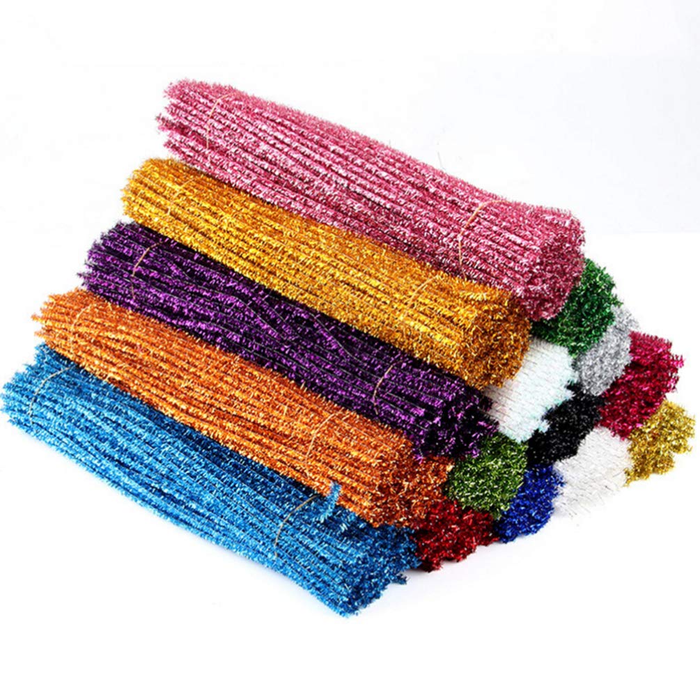 200pcs Glitter Cleaners Cleaners Chenille Stem Christmas Glitter Cleaners for DIY Art Craft Christmas Decoration (Blue)