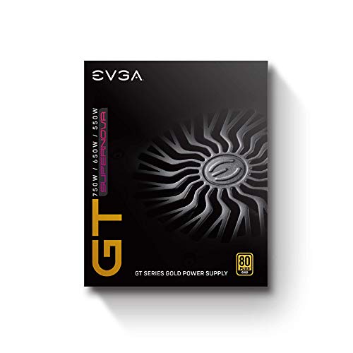 EVGA 750 GT, 80 Plus Gold 750W, Fully Modular, Auto Eco Mode with FDB Fan, 100% Japanese Capacitors, 7 Year Warranty, Includes Power ON Self Tester, Compact 150mm Size, Power Supply 220-GT-0750-Y1