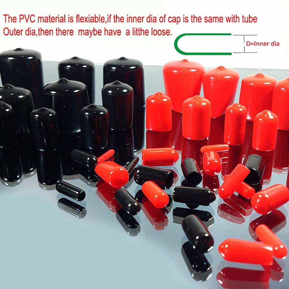 200PCS Rubber Caps Bolt Screw Cap Covers, Bolt Covers Caps Rubber End Caps Vacuum Caps, Bolt Screw Cover Rubber Nipple Cap Rubber Tip in 10 Sizes from 2/25 to 4/5" for Protecting Pipe Post Tubing Rod