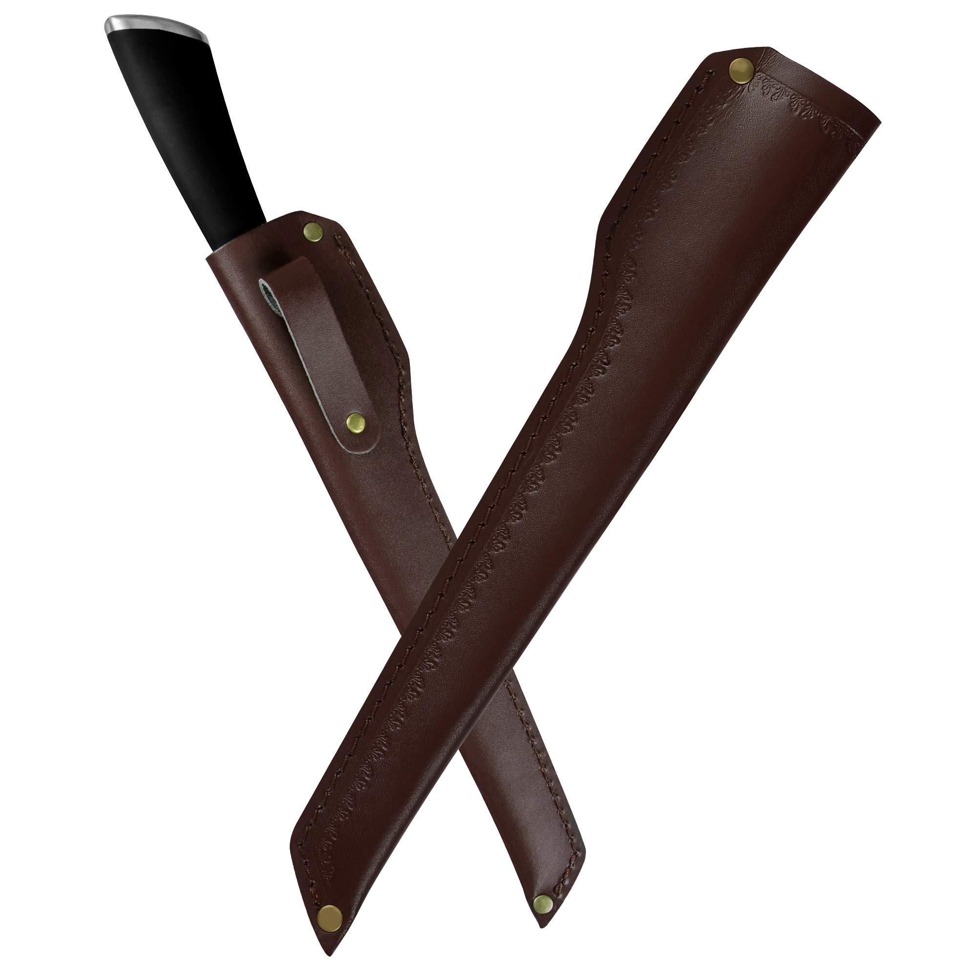 XYJ 8 inch Filleting Knife Sleeves Leather Knife Sheath for Boning Knife Edge Guards Chef Carving Knife Case Blade Protectors with Belt Loop to Carry Out
