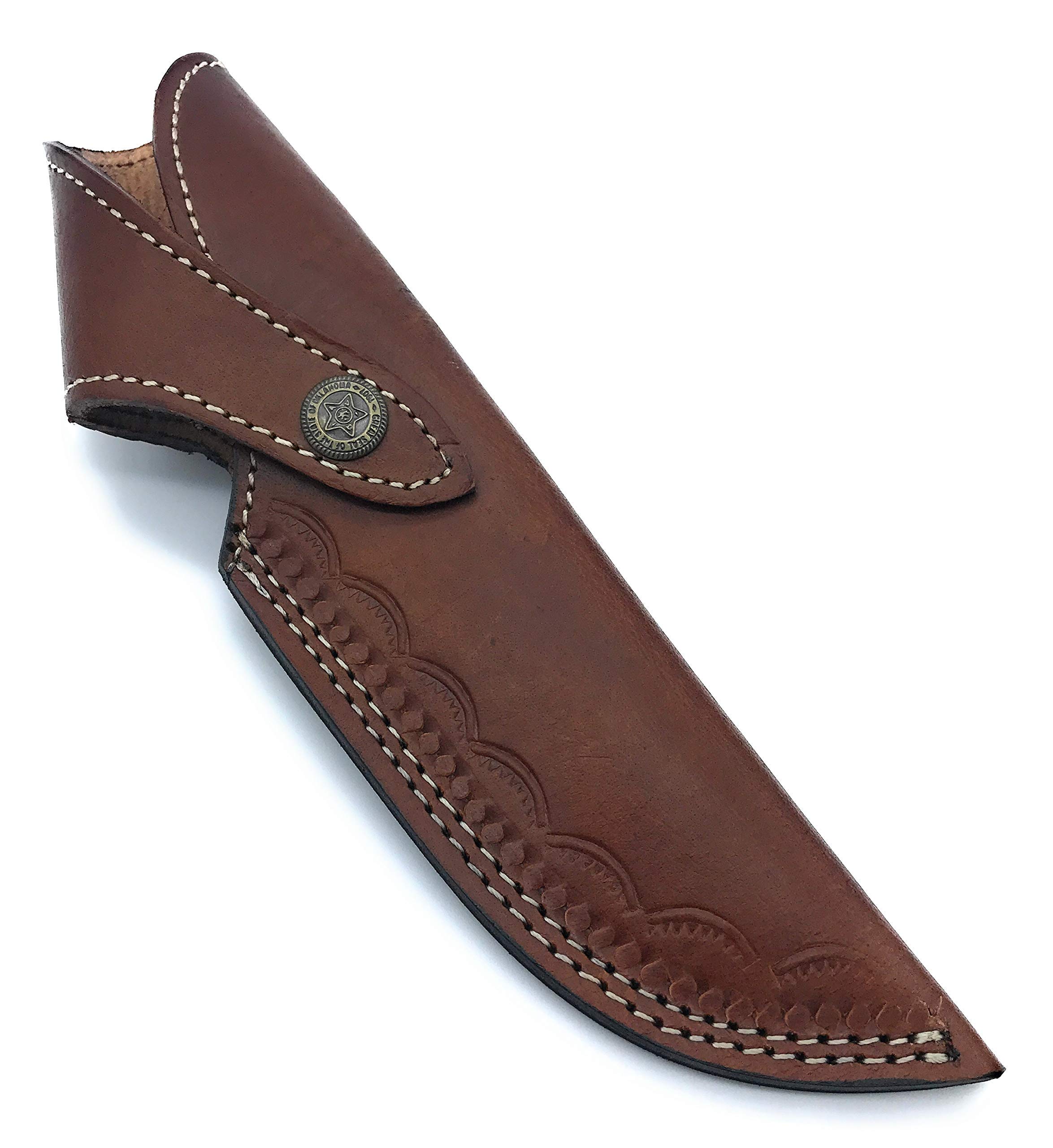 9" long custom handmade leather sheath for 5"—5.5" cutting blade knife