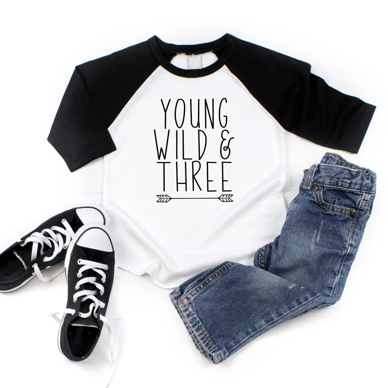 Bump and Beyond Designs Boy Third Birthday Shirt Three Year Old Birthday Boy Raglan (Black 4T)