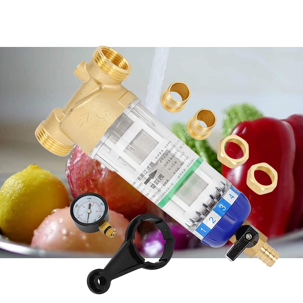 3/4" Inch High Flow Rate Reusable Sediment Water Filter Separator Sediment Water Filter Spin Down Mesh System 50℃ Water Filter