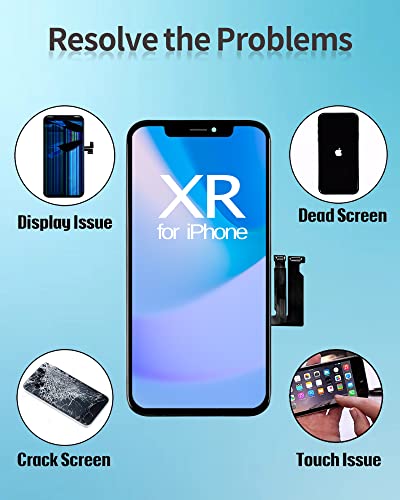 Ayake for iPhone XR Screen Replacement, Full Assembly Retina LCD Touch Display Digitizer with Repair Tools for A1984, A2105, A2106, A2108 True Tone Programmable Black