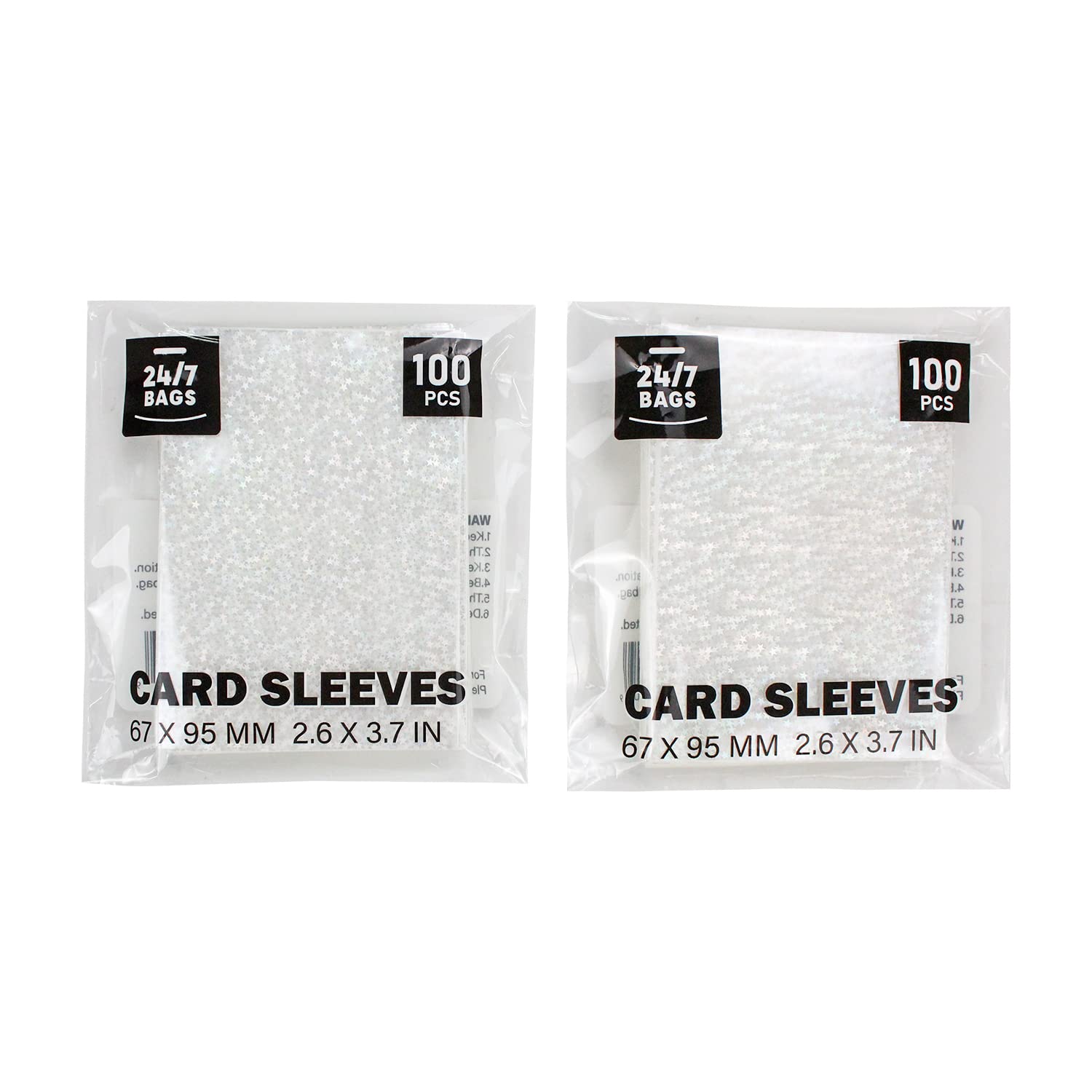 200 Top Entry Card Sleeves, 2.6”x3.7” .1 MM Thick, PVC-Free, Clear Front & Holographic Back, TCG & Collection Cards
