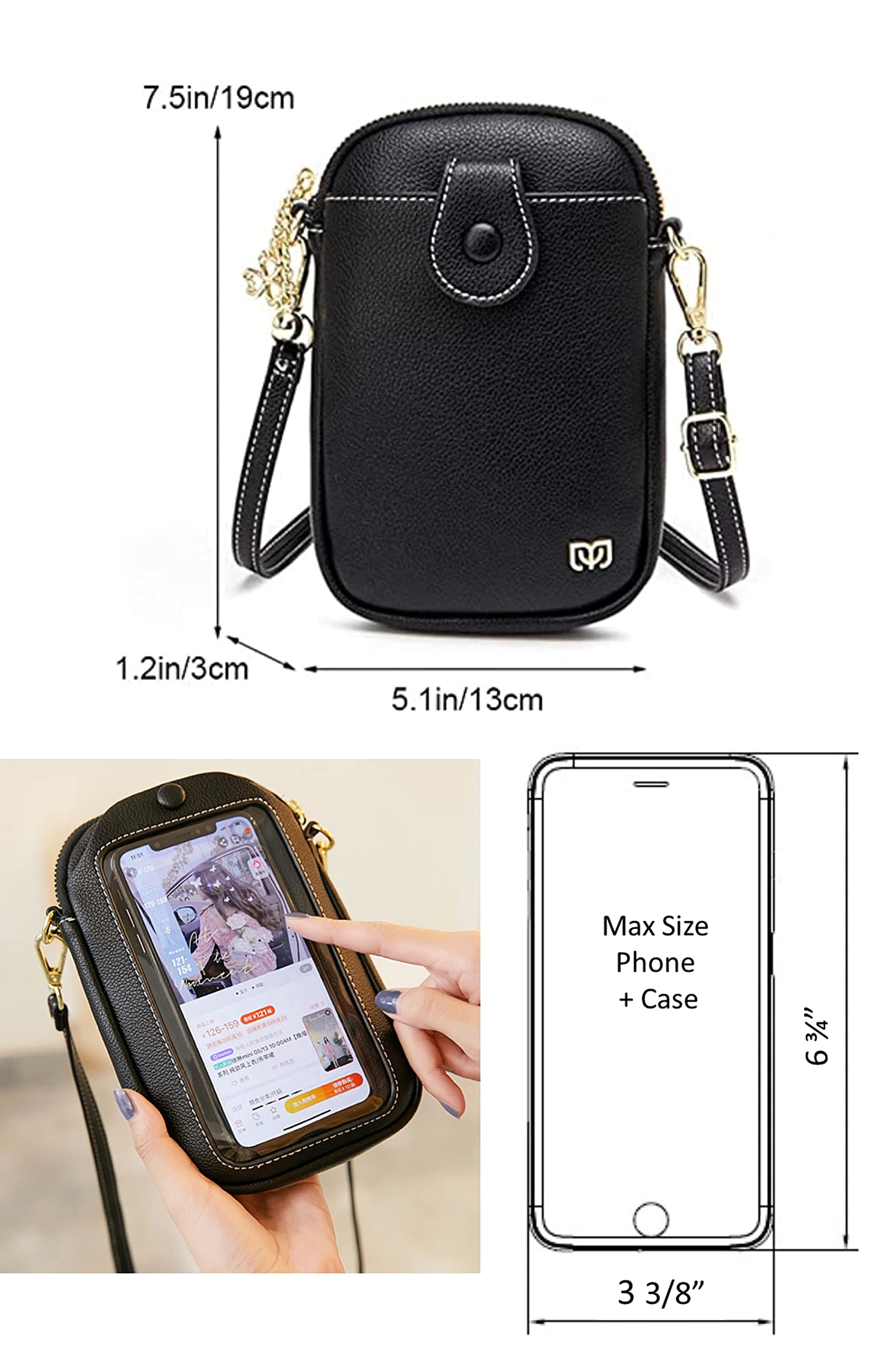 Aslana Touch Screen Phone Bag Vertical Small Crossbody Bag Handbag for Women (Wine Red)