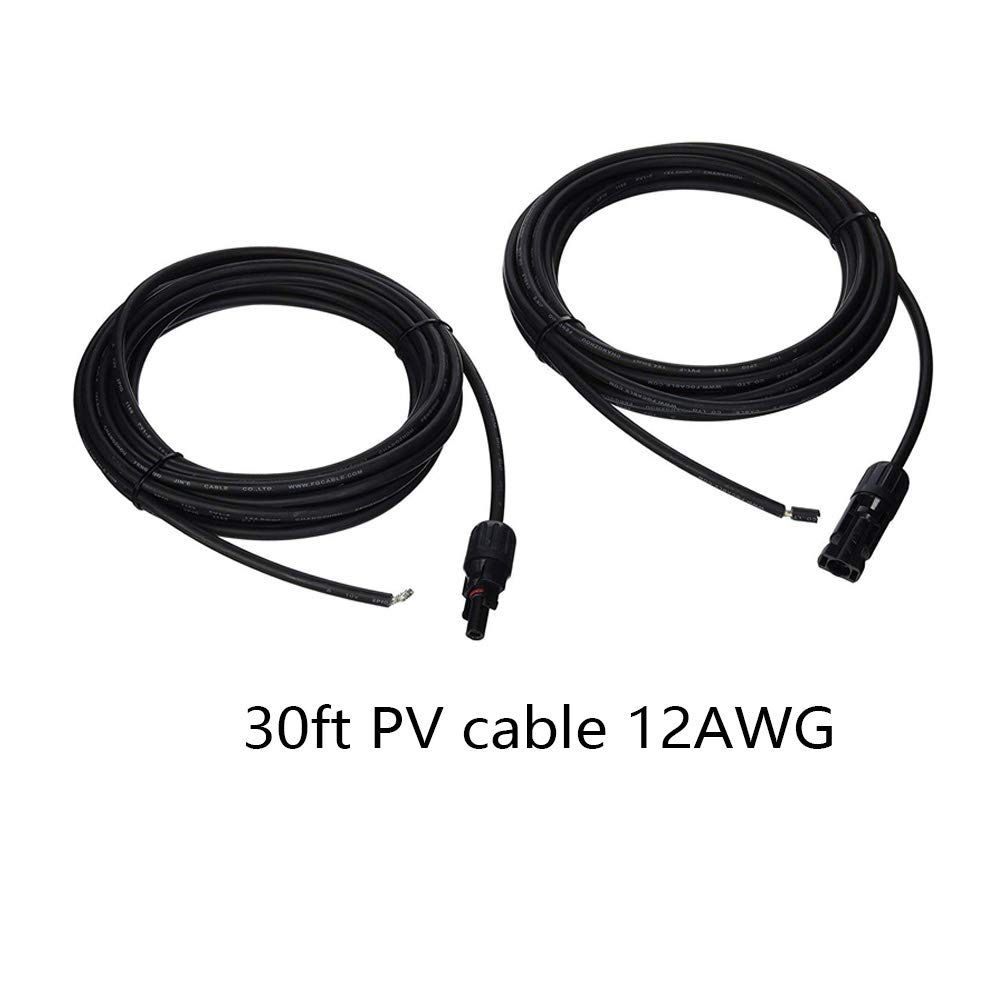 200W 12V Mono Solar RV Kits with 20A PWM Charge Controller/Mounting Brackets/12AWG Solar Cables/ 8AWG Tray Cable/Cable Entry housing（200W 20A Kit