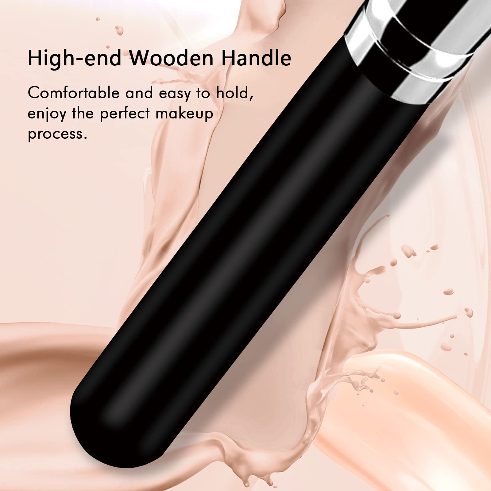 Flat Top Kabuki Foundation Brush By Raffaello - Premium Makeup Brush for Liquid, Cream, and Powder - Buffing, Blending, Flawless Face Brush