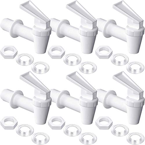 6 Pieces Replacement Cooler Faucet White Water Dispenser Tap Set,BPA Free Plastic Spigot By VitaLifePower