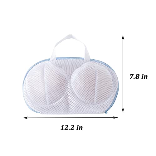 3Pcs Bra Washing Bag for Laundry, High Permeability Bra-shaped Mesh Wash Bags Lingerie Laundry Bags with Handle and Zipper Underwear Bag for Brassiere Women Laundry Storage