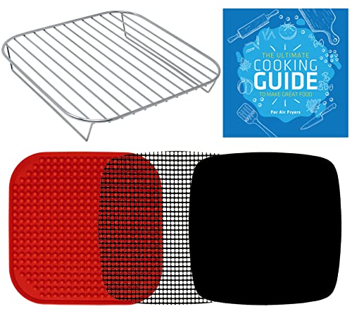 Air Fryer Rack Accessories Compatible with Cosori, Dash, Chefman, Secura, NuwaveĀ®, Emeril Lagasse, Philips, Cozyna + More, 5pcs Stainless Steel Air Fryer Accessories with Air Fryer Heat Resistant Mats