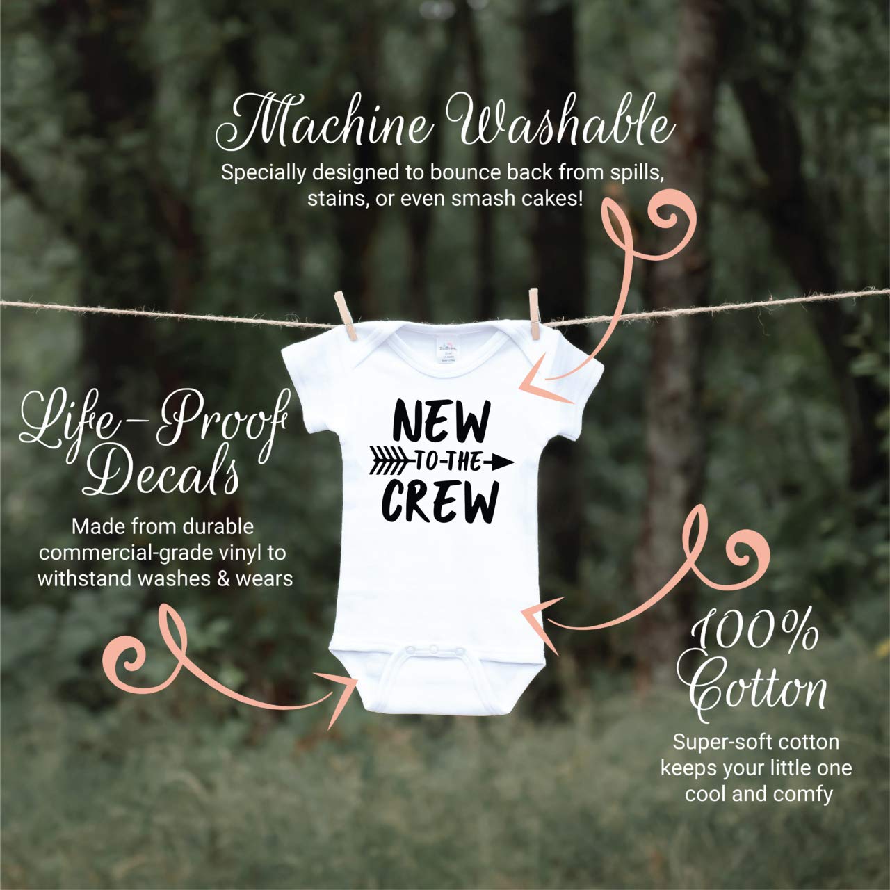 Bump and Beyond Designs Baby-Boys New to the Crew Pregnancy Announcement Newborn Leotard White, 0-3 Months