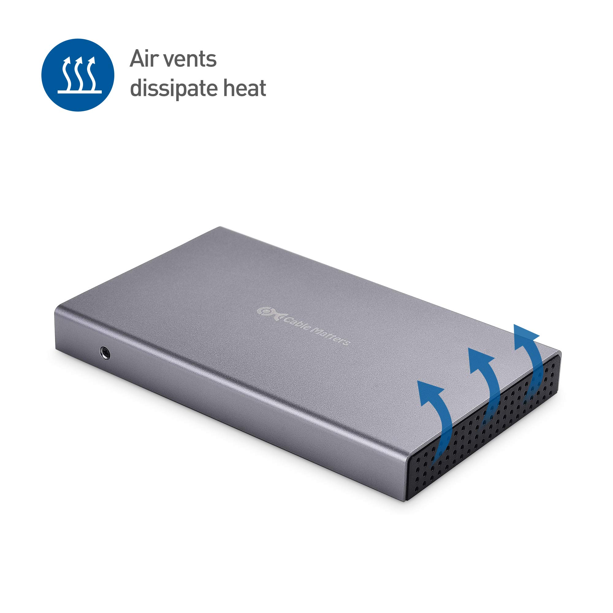 Cable Matters Premium Aluminum 10Gbps Gen 2 USB C Hard Drive Enclosure for 2.5" SSD/HDD with USB-C and USB-A Cables - Thunderbolt 4 / USB4 / Thunderbolt 3 Port Compatible with MacBook Pro, MacBook Air