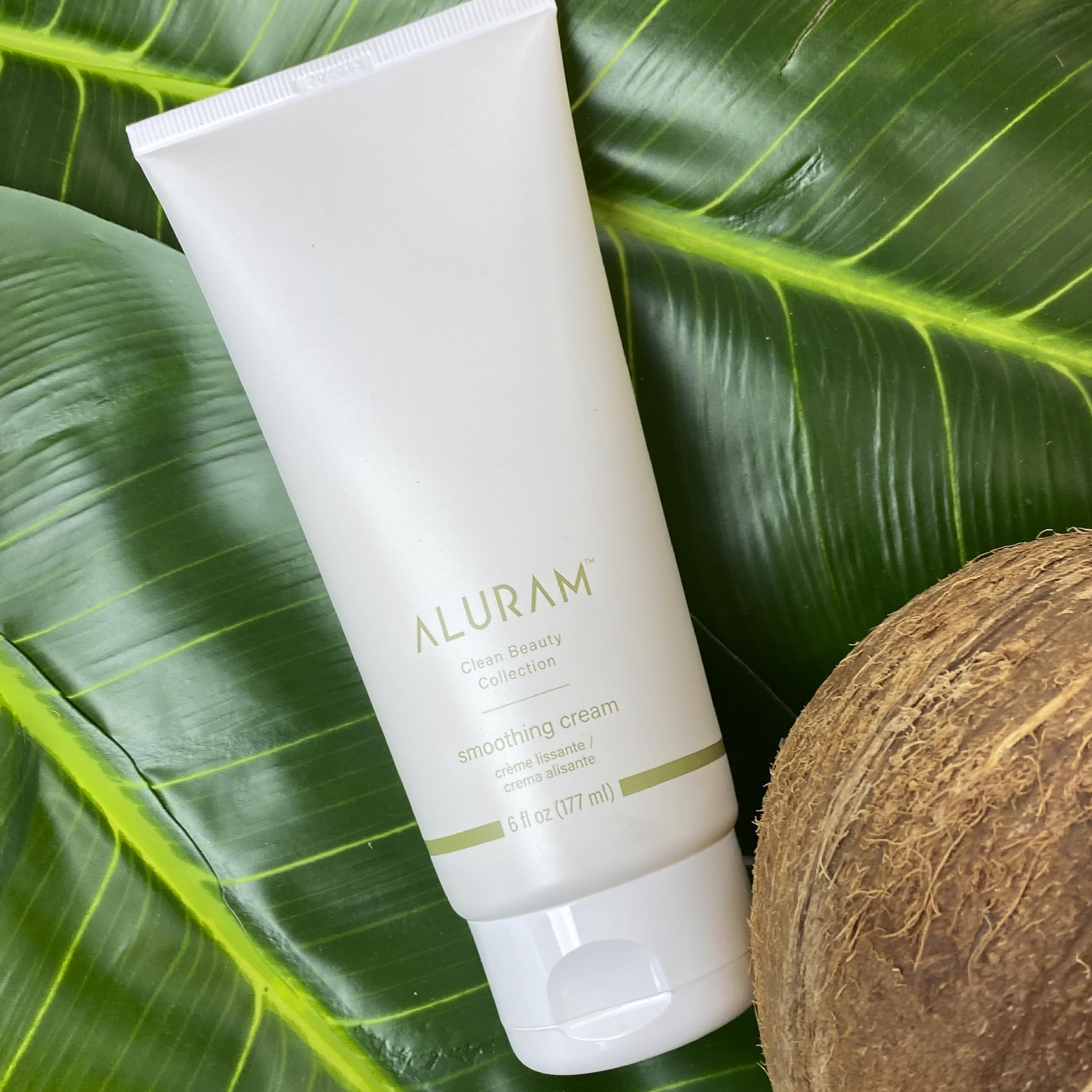 ALURAM Coconut Water Smoothing Cream, Frizz-Free Shine for All Hair Types, 6 Fl Oz