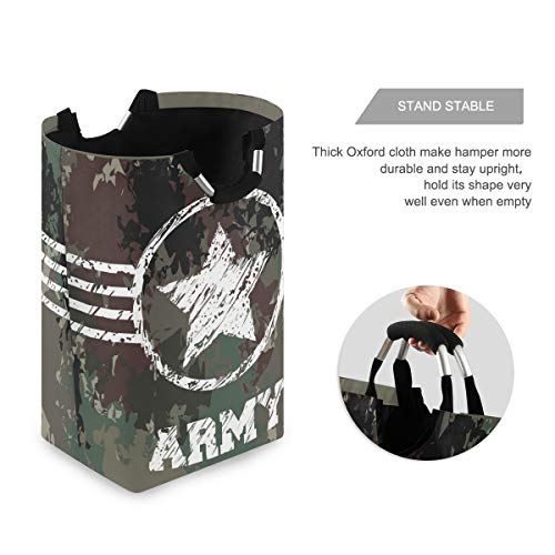 DOMIKING Military Camouflage Army Laundry Hamper 12.6x11x22.7Inch Collapsible Organizer Basket Clothes Laundry Basket Storage Organizer for Toy Collection