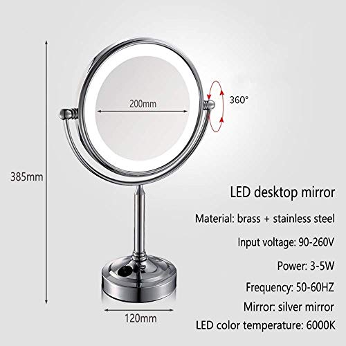 KONGZIR Countertop Vanity Mirrors 7X Magnifying Lighted Vanity Makeup Mirror 8 Inches 360° Rotation Tabletop with A Non-Slip Pedestal Polished Chrome Finish Grooming Mirrors