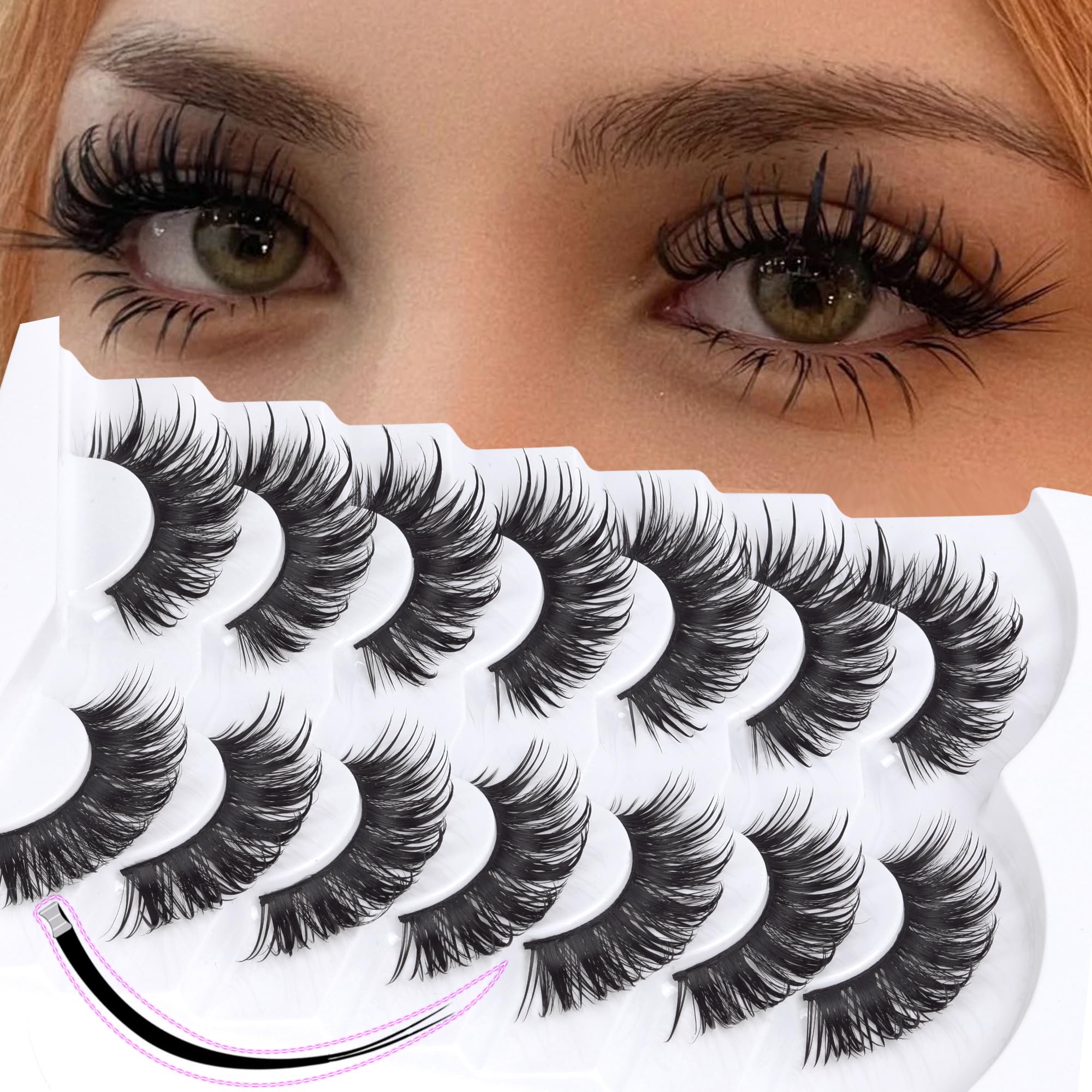 17MM Wet Lashes Mink Fluffy False Eyelashes Manga Anime Cosplay Wet Natural Look Eyelashes Pack Wsipy D Curl Lashes That Look Like Extensions by Geeneiya