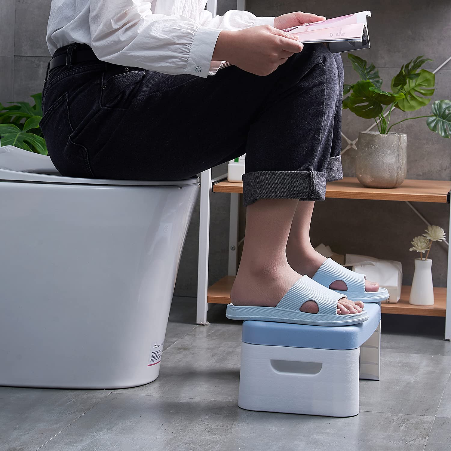 Folding Toilet Stool, Toilet Step Stool, Toilet Assistance Steps, Bathroom Toilet Stool, Kids Tot Step Stool, Fits All Toilets, Folds for Easy Storage