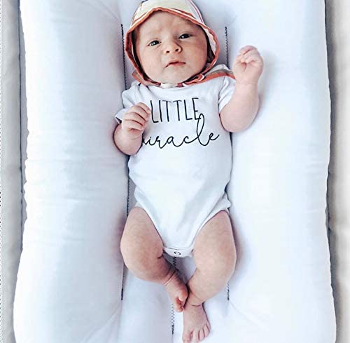 Bump and Beyond Designs Baby-Boys Surprise Pregnancy Announcement Little Miracle Leotard White, 0-3 Months