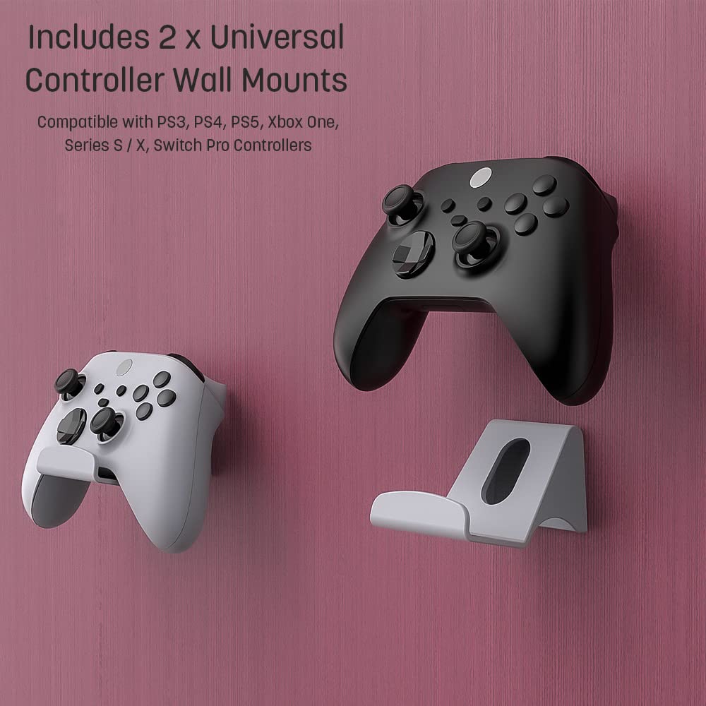 ADZ Game Case Shelf and Controller Wall Mount Holders, Wall Mounted Video Game Organizer Stand for PS5, PS4, PS3, Xbox One & Xbox Series X Games, Controllers and Headphones.
