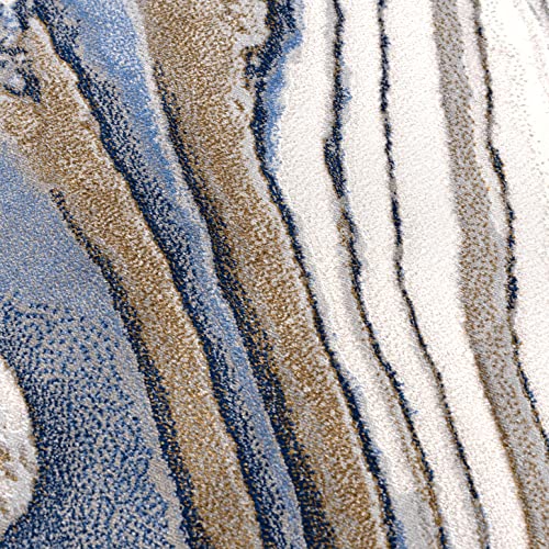 Abani 4โ x 6โ Modern Topography Design Blue, Grey & Gold Area Rug Rugs Modern Pattern No Shed Dining Room Rug