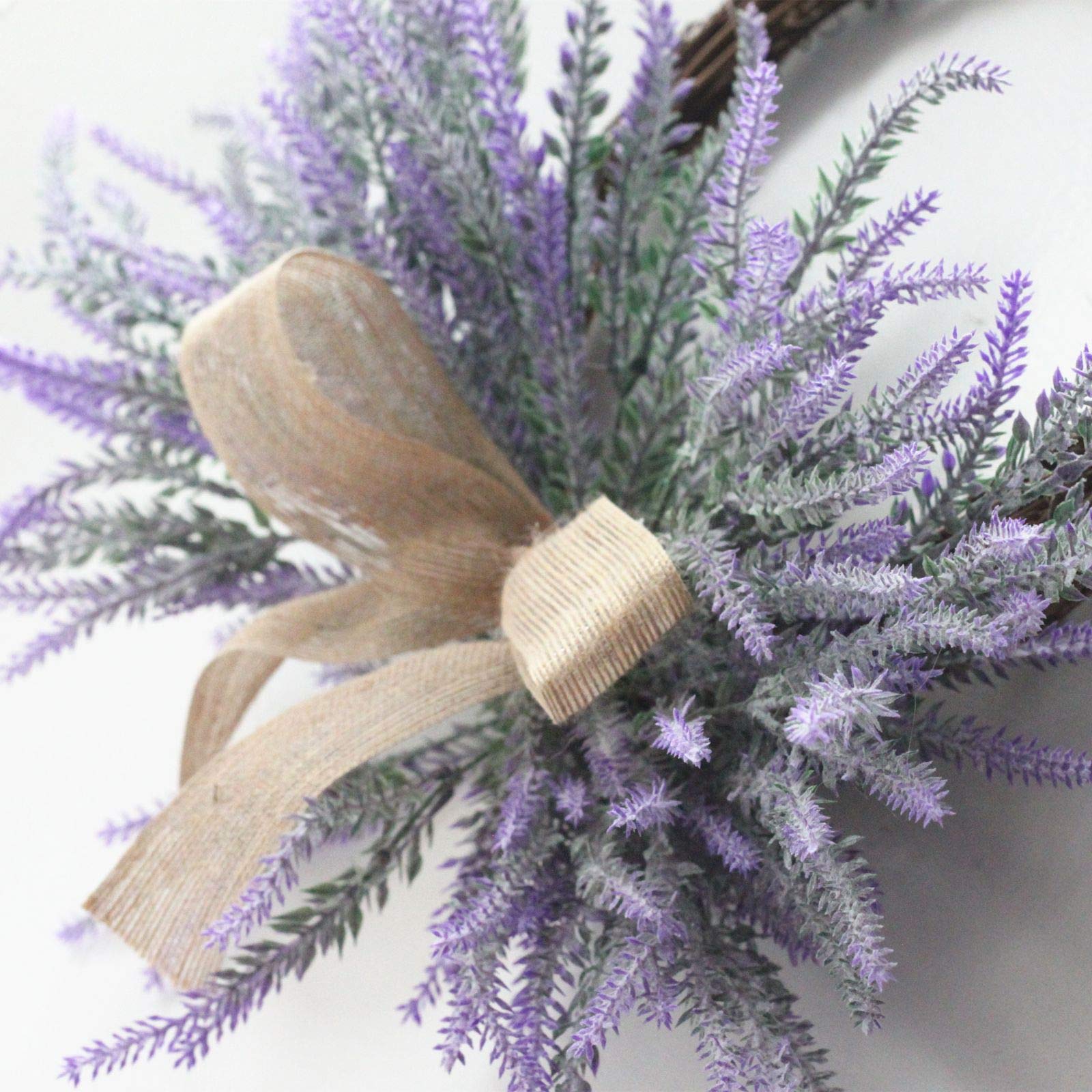 æ— 18 Inch Artificial Lavender Wreath, Silk Lavender Wreath with Bow, Spring Summer Wreath for Front Door Window Wall Wedding Party Home Garden Decor, Purple, 210118XH02-9300-1815254331