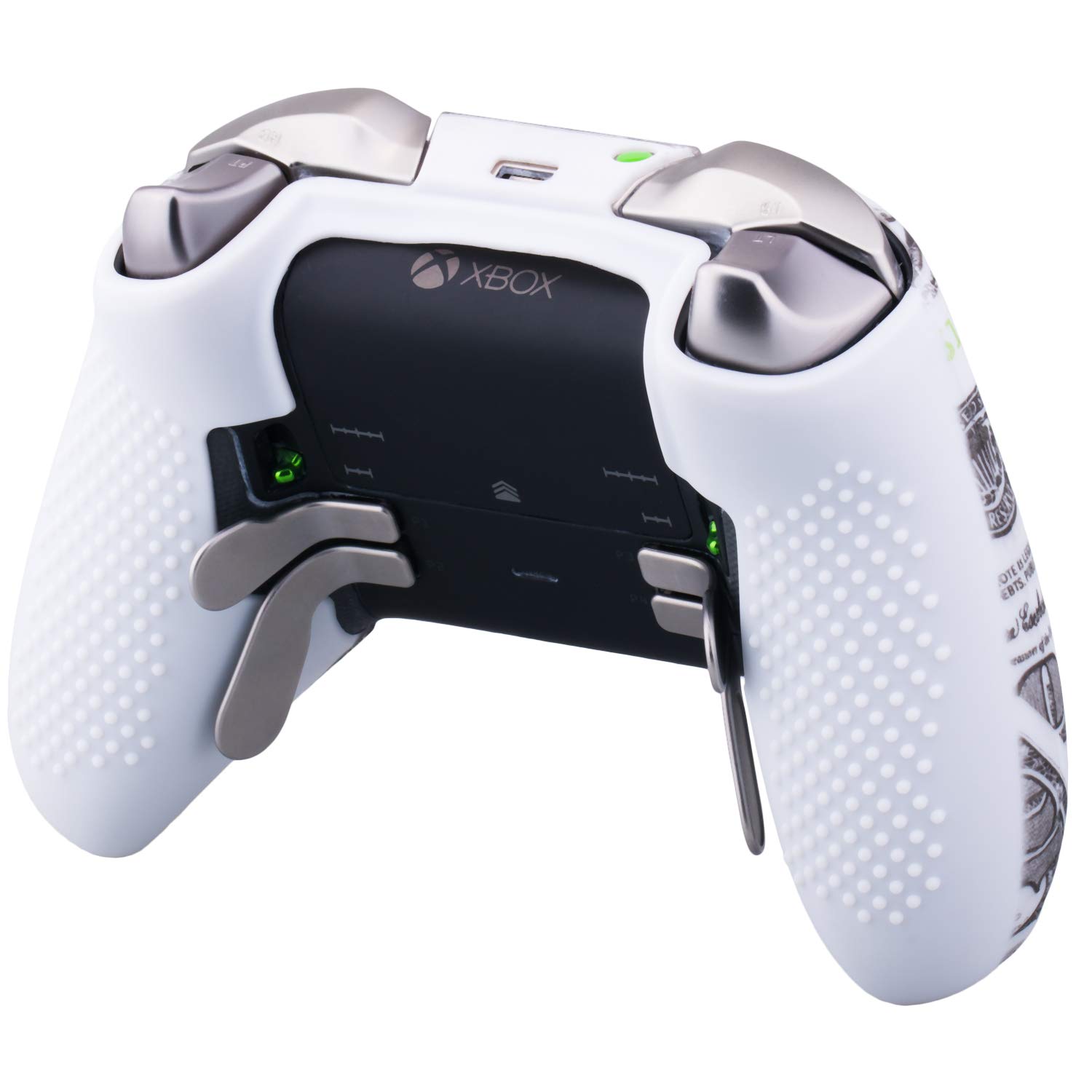 9CDeer 1 x Protective Customize Transfer Print Silicone Cover Skin US Dollars + 6 Thumb Grips Analog Caps for Xbox Elite Wireless Controller Compatible with Official Stereo Headset Adapter