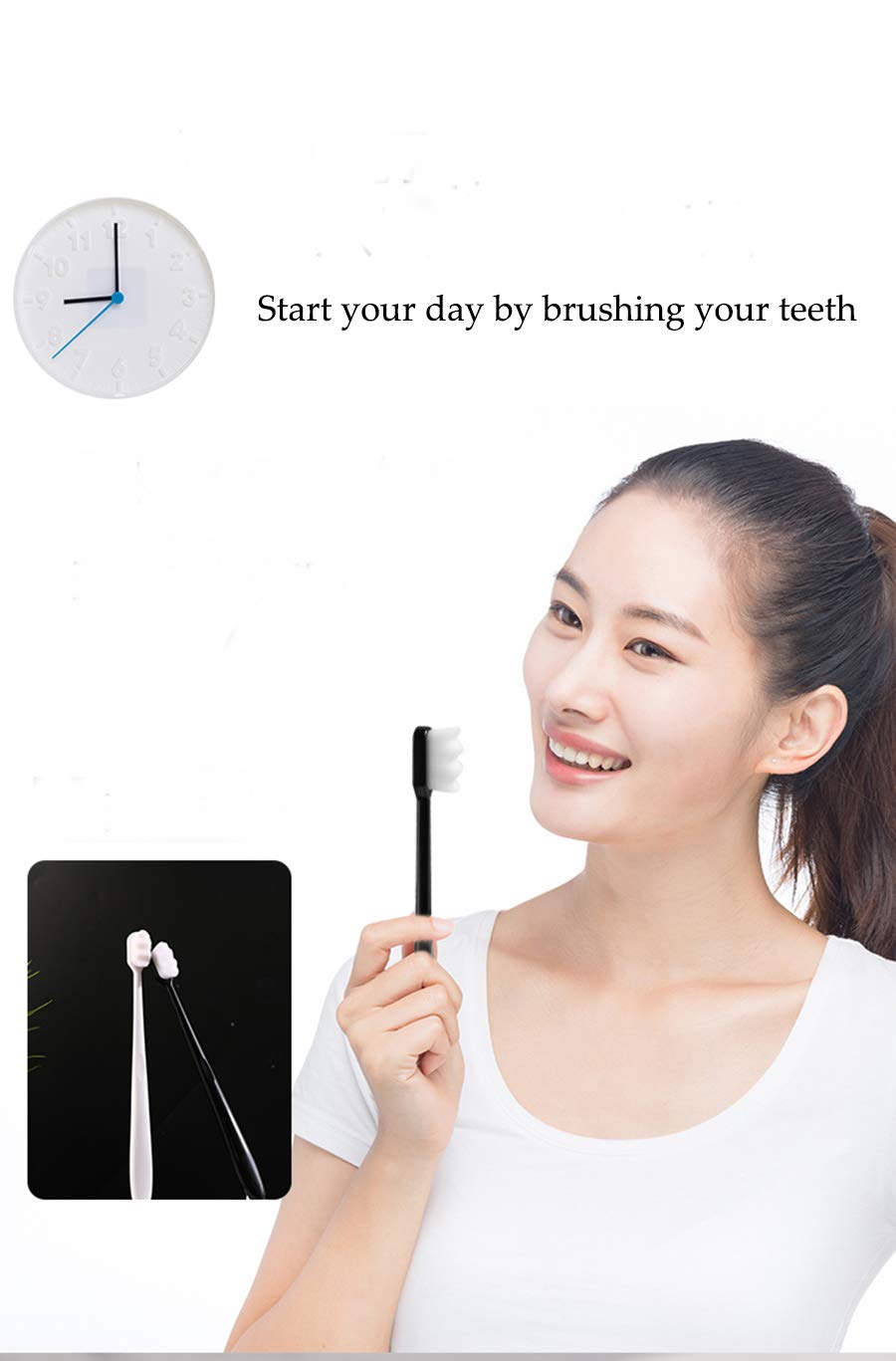 Extra Soft Toothbrush, Ultra Soft-bristled Adult Toothbrush Micro nano 12000 Floss Bristle Good Cleaning Effect for Sensitive Teeth Oral Gum Recession(2 pcs)