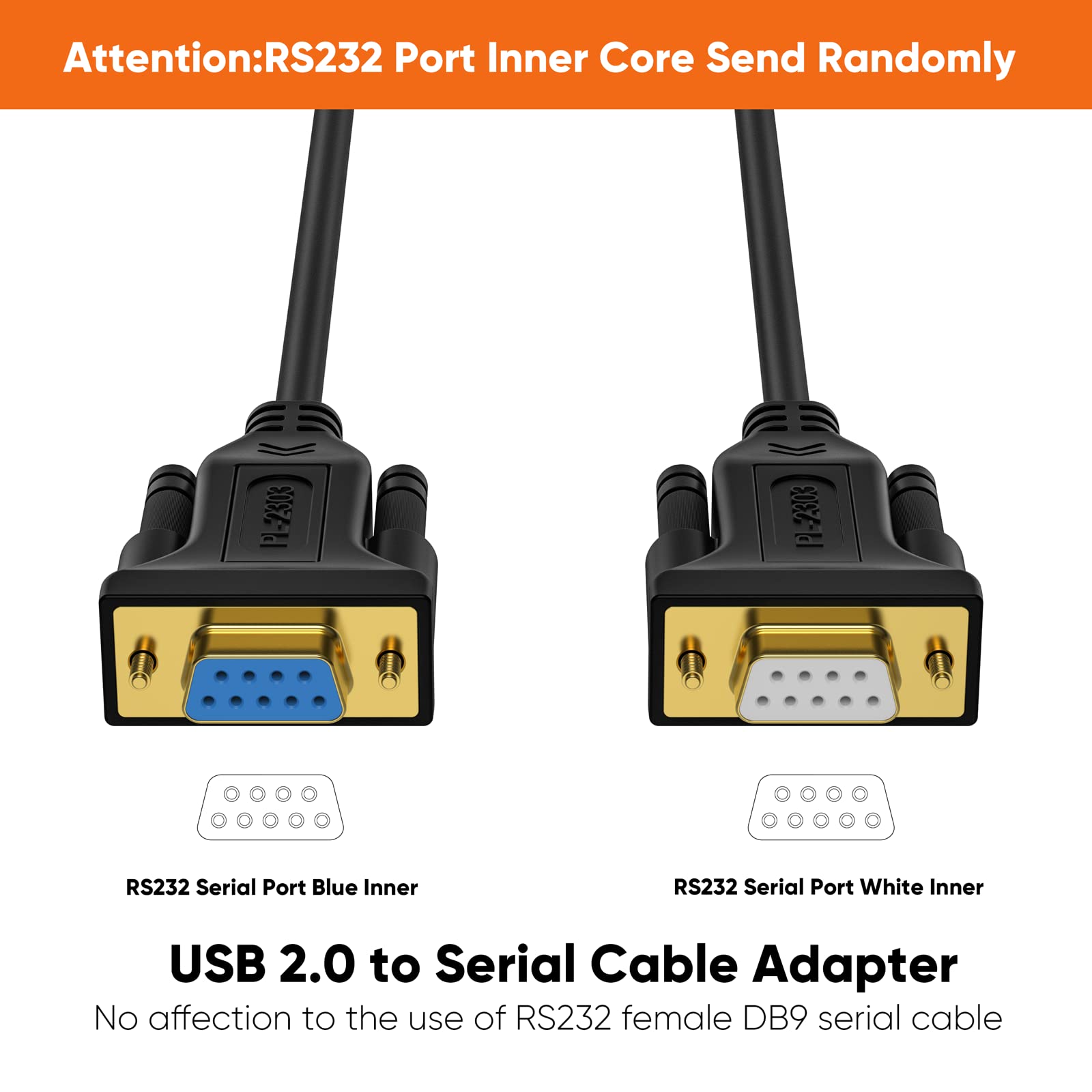 CableCreation USB to RS232 Adapter with PL2303 Chipset, 6.6ft USB 2.0 Male to RS232 Female DB9 Serial Converter Cable for Cashier Register, Modem, Scanner, Digital Cameras, CNC,Black