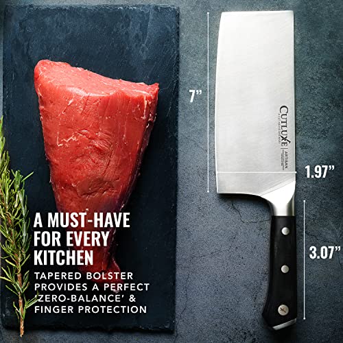 Cutluxe Cleaver Knife - 7" Meat Cleaver, Butcher Knife for Meat Cutting β Razor Sharp German Steel Blade β Full Tang Ergonomic Handle Design β Artisan Series