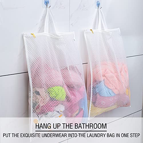 Tenrai Laundry Bag Mesh Wash Bag,Use YKK Zipper,Tote Bag Bathroom Hanging, Bra Fine Mesh Wash Bag for Underwear 3 Bags(3L Cellular Mesh)